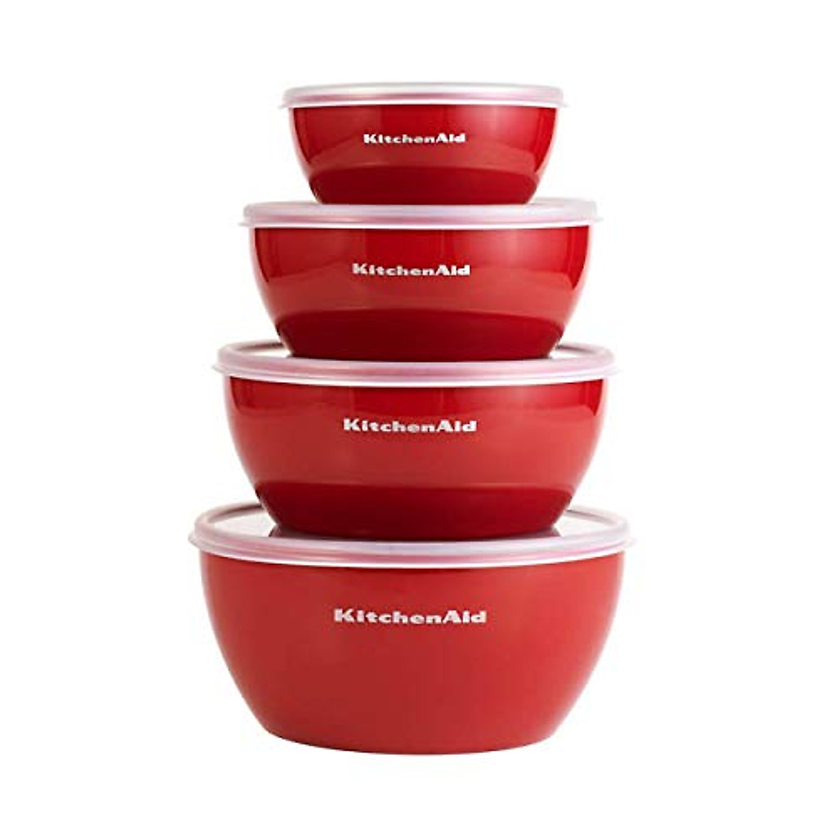 KitchenAid Classic Prep Bowls with Lids Set of 4, Empire Red and KitchenAid Classic Multifunction Can Opener/Bottle Opener, 8.34-Inch, Black
