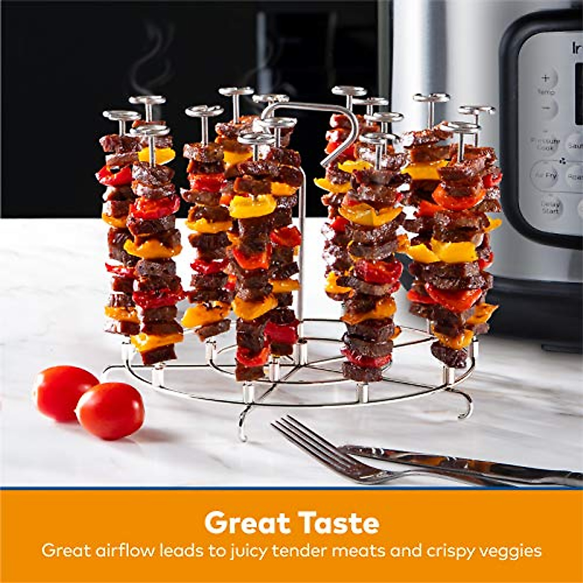 Goldlion Skewer Stand Compatible with Instant Pot 8 Quart Air Fryer and Ninja Foodi 8 Quart Accessories for Kabobs