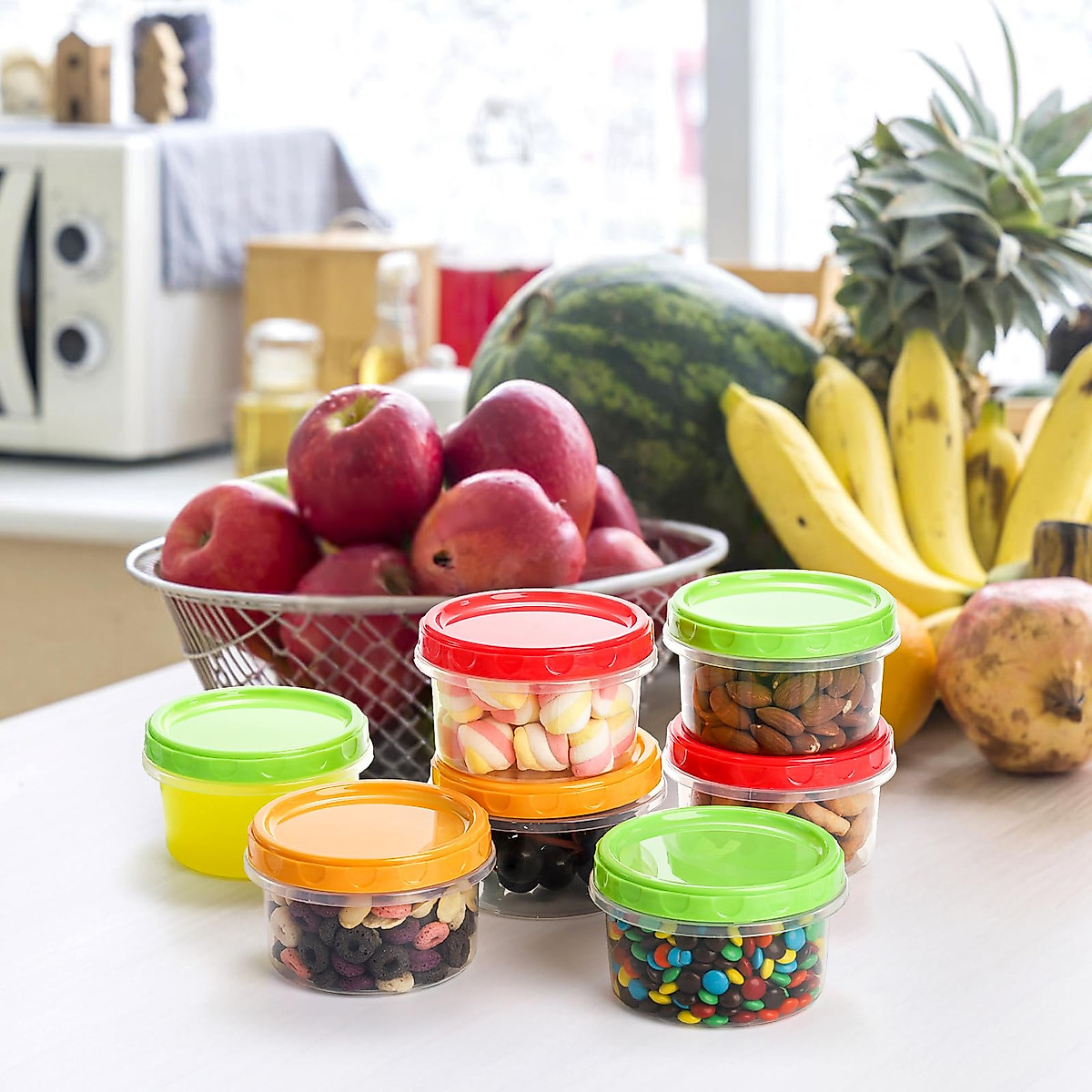 Elsjoy 36 Pack 8 oz Freezer Food Storage Container with Lid, Reusable Small Food Container Twist Top Plastic Condiment Cup, Leak Proof Deli Storage Containers, Freezer & Dishwasher Safe