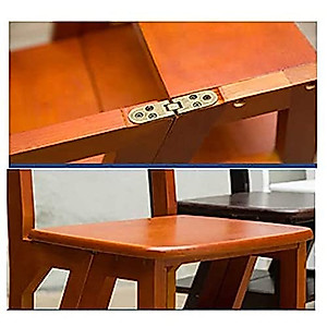 LUCEAE Step Stool Wooden 3 Steps Rise Folding Portable Wide Tread Non-Slip Climbing Ladder,Creative Stair Chair Home Library/Closet/Living Room/Kitchen High Footstool Eco-Friendly and Lightweight