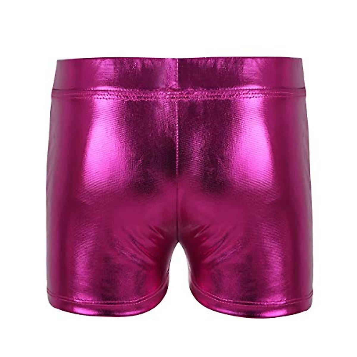 Yeeye Girls Boys Metallic Boy-Cut Shorts Shiny Bottoms Hot Pants for Sports Cheer Workout Swimming Rose 12