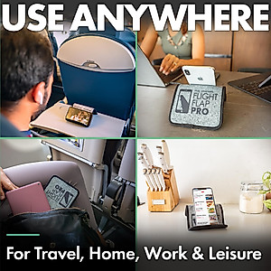 Flight Flap Airplane Phone Holder, Flexible Tablet and Cell Phone Holder, Folding Cellphone Stand for Desk, Bed, Office, Treadmill - Airplane Accessories Long Flight Travel - Plane Essentials (Pro)
