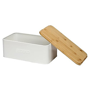 OUTSHINE White Bread Box for Kitchen Countertop, Bread Box with Cutting Board Lid, White Bread Box, Small Bread Box, Bread Bin, Bread Holder for Kitchen Counter