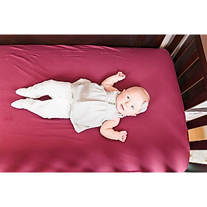 SheetWorld 100% Cotton Jersey Fitted Crib Toddler Sheet 28 x 52, Burgundy, Made in USA