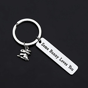 Gzrlyf Bunny Keychain Some Bunny Loves You Rabbit Gifts for Bunny Lovers (Some Bunny Loves You)