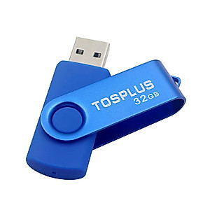 TOSPLUS 2 Pack 32GB USB Flash Drive USB 2.0 Thumb Drives Memory Stick Data Storage Jump Drive Swivel Design (Black/Blue)