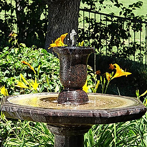 Bernini Veloce 4-in-1 Instant Water Fountain with Planter Turns Any Water Container Into A Decorative Fountain, Flippable Cordless Water Fountains for Soothing Sounds Indoor or Outdoor (Brownstone)