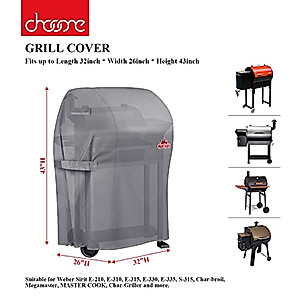 Chooone 32 Inch Grill Cover, Heavy Duty Waterproof Barbecue Gas Grill Cover, Windproof, UV and Fade Resistant, 600D BBQ Grill Cover for Weber Brinkman Char-Broil and More, Grey