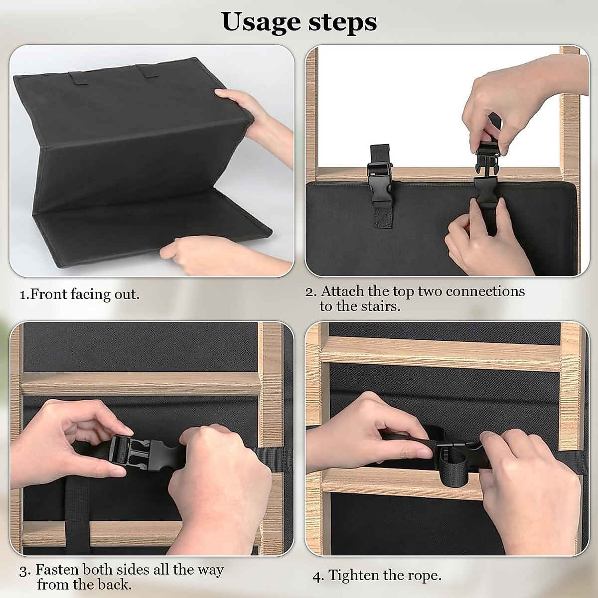 joqepy Bunk Bed Ladder Pads, Bunk Bed Ladder Cover for Kids to Prevent Kids from Climbing, Suitable for Attic Stairs, Bunk Bed Stairs,Swimming Pool Stairs.(Black)