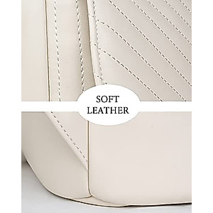 MATEIN Quilted Laptop Backpack for Women, 15.6 Inch Convertible Soft Leather Backpack Purses Fashion Water Resistant Shoulder Bag, Anti-theft Travel Daypack Cute Handbag for Work College, Beige