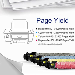 GREENRHINO Remanufactured (High Yield) Toner Cartridge Replacement for Ricoh MP C4503 MP C5503 MP C6003 MP C4504 MP C5504 MP C6004, 841849-841852 (1 Black, 1 Yellow, 1 Magenta, 1 Cyan, 4-Pack)