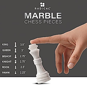 RADICALn 15 Inches Handmade White and Black Weighted Full Chess Game Set with Storage Box - Staunton and Ambassador Style Marble Tournament Chess Sets for Adults