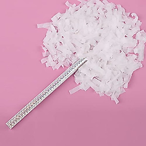 Battife 7Pack White Confetti Wands, Confetti Shoot Poppers, Tissue Paper Confetti Flick Flutter Sticks for Wedding Celebrations Anniversary Birthday Party, 14 Inch