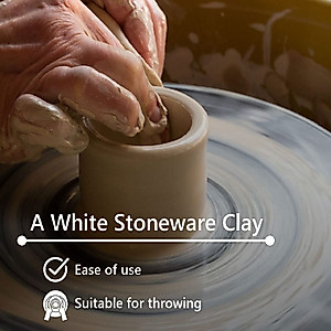 Old Potters Mid High Fire White Stoneware Clay for Pottery | Cone 5 - 10 | Ideal for Wheel Throwing, Hand Building, Sculpting | Great for All Skill Levels | Greenware Clay, 10 lbs.