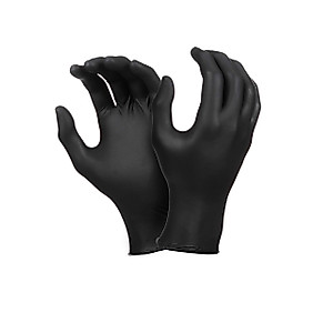 Microflex MK-296 Black Disposable Nitrile Gloves, Latex-Free, Powder-Free Glove for Mechanics, Automotive, Cleaning or Tattoo Applications, Medical/Exam Grade, Size Large, Case of 1000 Units