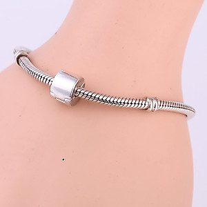 SOUKISS Soulbeads Authentic Sterling Silver Charm Clip Lock Stopper Bead Fit Bracelets,Valentines Day Gifts (shiny round)