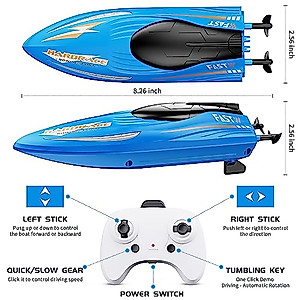 LQYoyz Upgraded Strong Remote Control Boat, 2.4 GHZ RC Boats for Kids 4-8 & Beginner, Rechargeable Racing Toy Boat for Pool Lake, Summer Outdoor Water Toys Birthday Gifts for Boys Girls