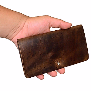 Hide & Drink, Leather Wallet, Holds Up to 4 Cards Plus Flat Bills & Coins/Pouch/Case/Purse/Cash, Handmade :: Bourbon Brown