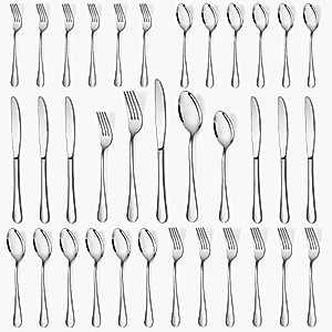 30 Pieces Silverware Set for 6, Stainless Steel Flatware Sets Includes Spoons Forks Knives, Utensils Cutlery Set Service for 6, Mirror Polished, Dishwasher Safe
