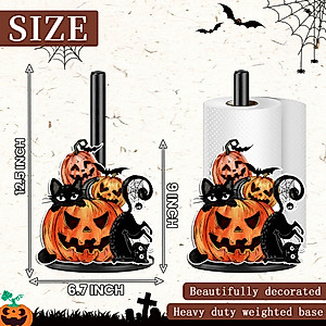 Halloween Paper Towel Holder,Halloween Kitchen Decor,Halloween Bathroom Decorations with Pumpkin Cat Accessories Paper Metal Towel Holder Stand for Fall Countertop Housewarming Gift Supplies