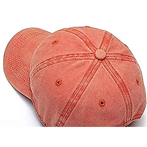 Aedvoouer Men Women Baseball Cap Vintage Washed Distressed Hats Twill Plain Adjustable Dad-Hat,BC-Orange
