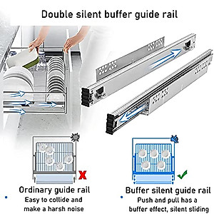 MYOYAY 2Pcs Pull Out Cabinet Organizer Bowls Dishes Storage Shelf Extendable Sliding Kitchen Drawer Heavy Duty Seasoning Cutlery Cookware Storing Basket Home Dining Organization