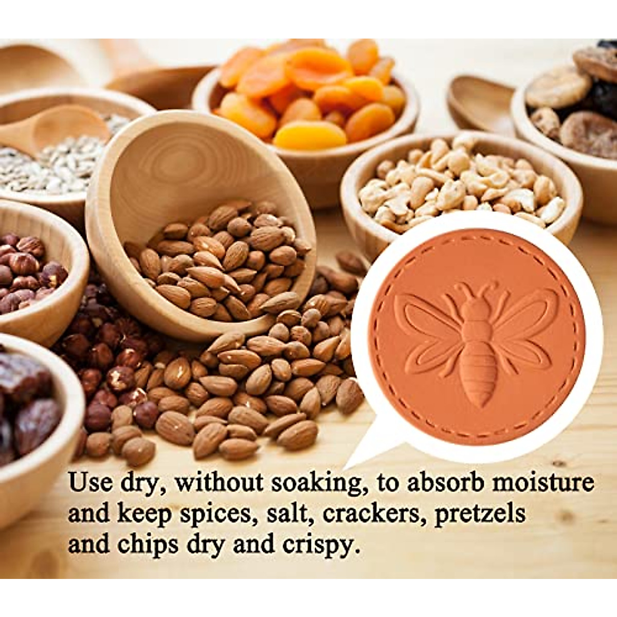 dgudgu Brown Sugar Keeper Bee 4 Terra Cotta Brown Sugar Saver disk clay disc for brown sugar brown sugar softener