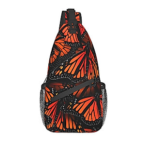 Hicyyu Monarch Butterflies Outdoor Crossbody Shoulder Bag For Unisex Young Adult Hiking Sling Backpack