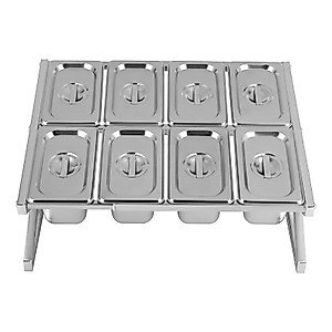 QUEMARQUE Pizza Topping Station, Double Layer Stainless Steel Seasoning Containers with Lids, 8 Compartment Trays Food Prep Station for Prepping Ingredients and Toppings