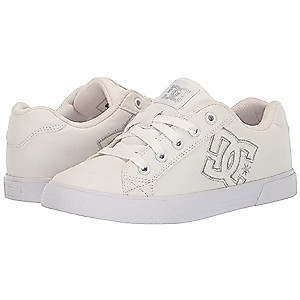 DC Women's Chelsea TX Skate Shoe, White/Silver, 8