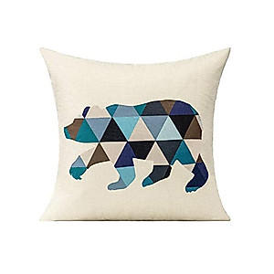 All Smiles Outdoor Summer Throw Pillow Covers for Outside Porch Patio Furnitures Decorative Animals Mountains Scene Bear Deer Cushion 20X20 Decor Set of 4 for Couch Sofa