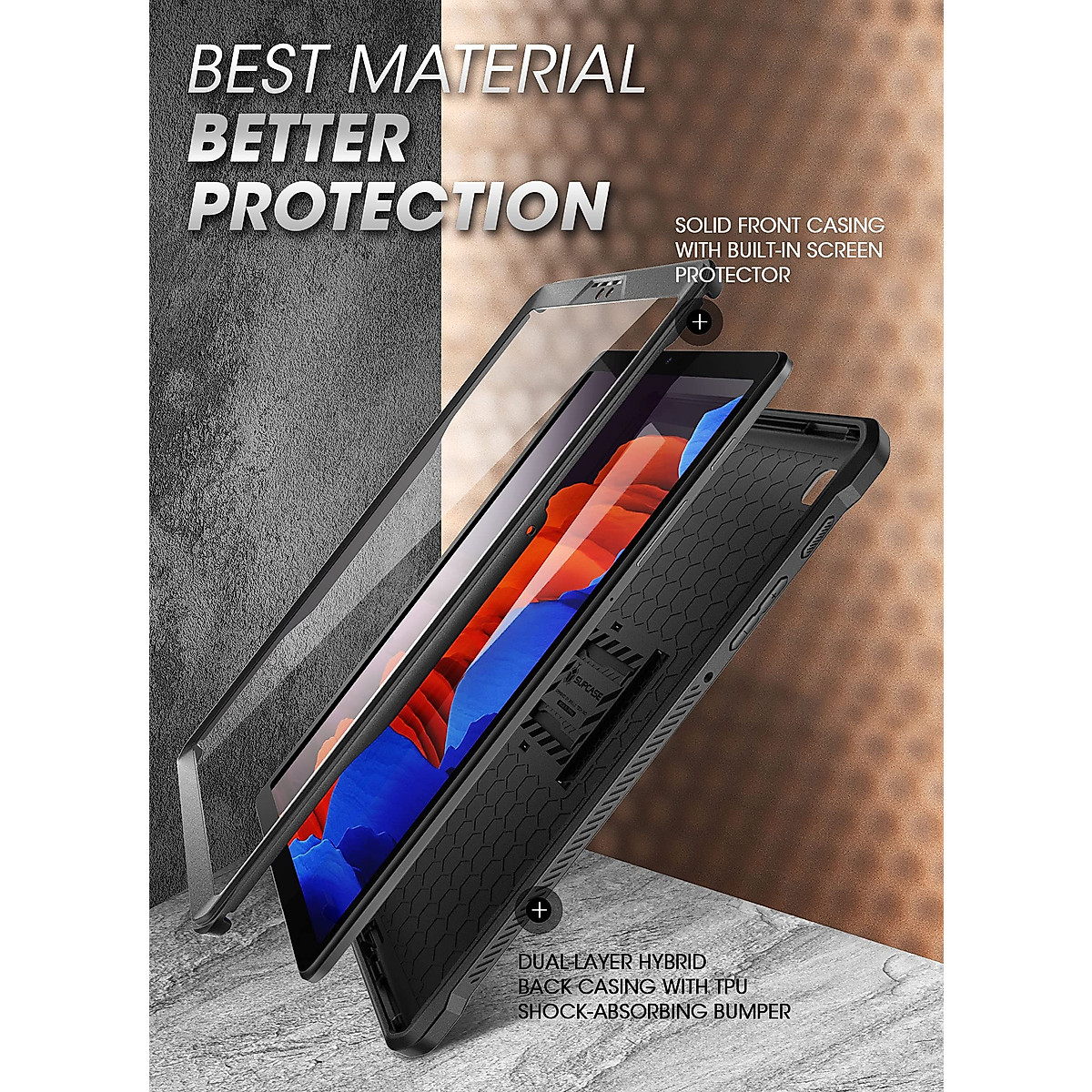 SUPCASE for Galaxy Tab A7 Lite Case (Unicorn Beetle Pro), [Built-in Screen Protector & Stand] Heavy Duty Rugged Shockproof Protective Tablet Case for Samsung Galaxy Tab A7 lite 8.7 Inch (2021), Black