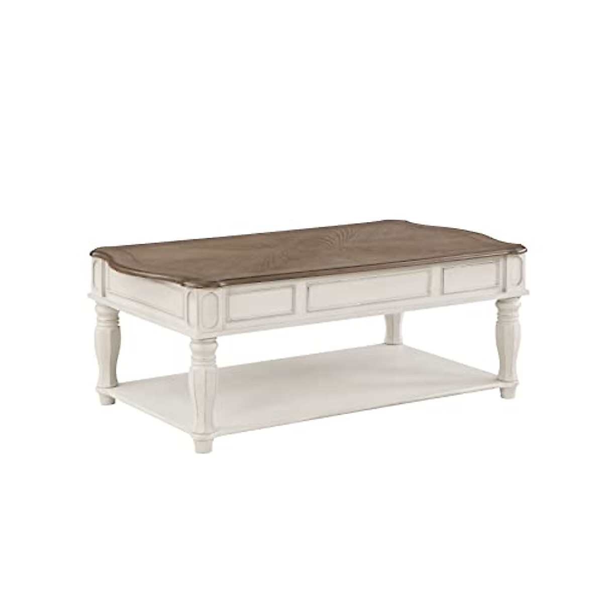 Acme Florian Wooden Coffee Table with Lift Top in Oak and Antique White