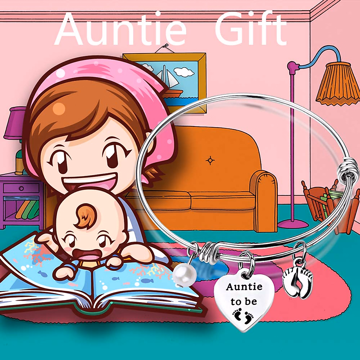 FOTAP Auntie Gift Auntie to be Bracelet Expandable Wire Bangle Funny Auntie Gift Best Sisters Get Promoted to Auntie Gift Auntie Bracelet