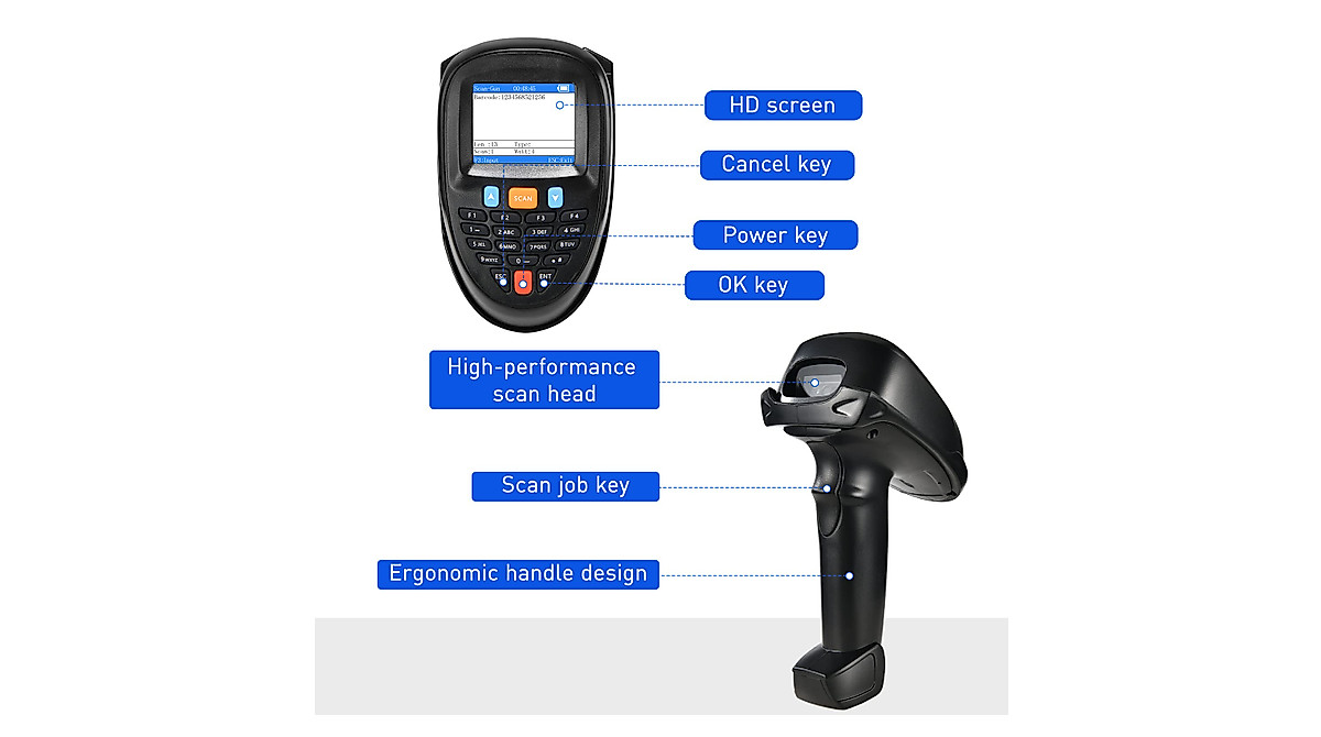 Wireless Barcode Scanner JRHC - Portable 1D & PDF Data Collector