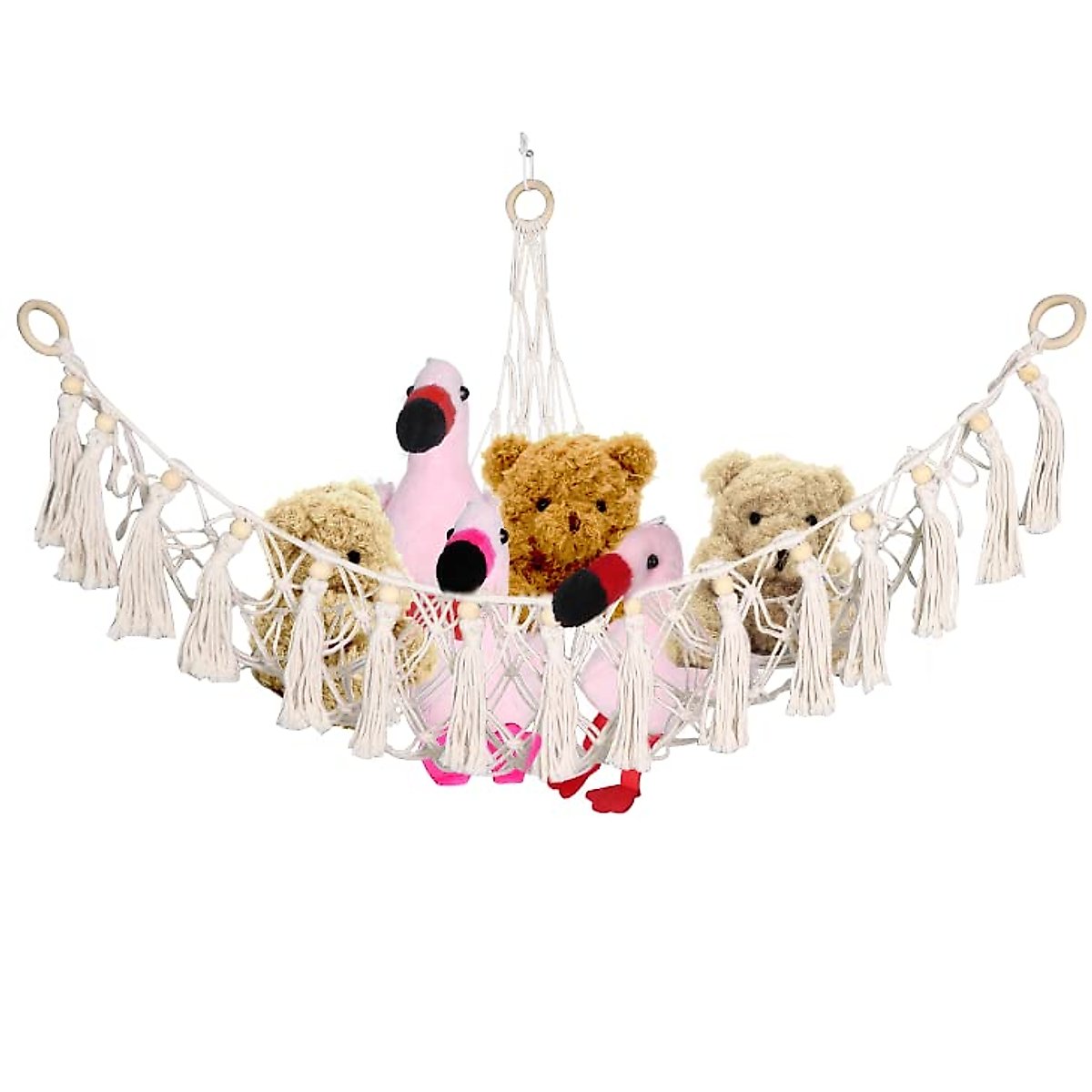 weiyuanhaoda Hanging Stuffed Animal Hammock，Stuffed Animal Net Or Hammock，Handmade Stuff Animal Organizer Storage With Boho Macrame Style，Corner Toy Net For Stuffed Animals.