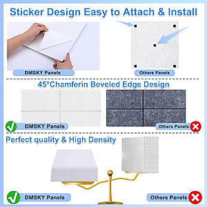 18 Pack White Acoustic Panels 12"X12"X 0.4"Soundproof Wall Panels Wall Decoration Sound Absorbing Panel High-Density Sound Deadening Panels Acoustic Treatment Panel For Home Studio