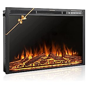 Xbeauty 34 Inch Electric Fireplace Inserts Electric Heater with Remote Control & Timer &3 Colors, Overheating Protection,Touch Screen,750W/1500W