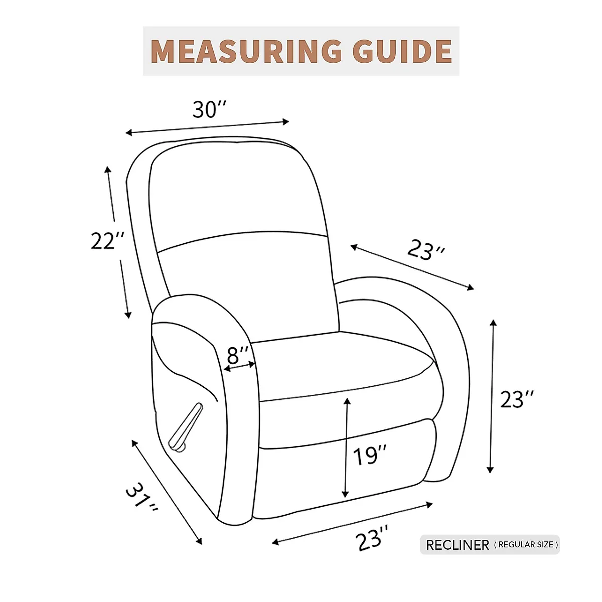 Easy-Going 100% Waterproof Recliner Cover, Dual Waterproof Couch Cover for Recliner, 1- Piece Jacquard Sofa Cover, Leakproof Sofa Slipcover for Kids, Pets, Dog and Cat (Recliner, Dark Gray) 1 Seat