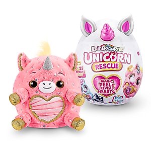Rainbocorns Unicorn Rescue Surprise (Pink) by ZURU, Easter Basket Stuffers, Collectible Plush Stuffed Animal, Egg Toys, Sticker Pack, Magical Slime, Headband, Ages 3+ (DJ The Unicorn Plush)