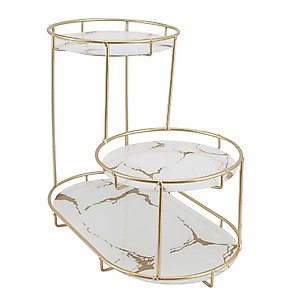 Bathroom Counter Organizer, Iron Glass 2 Tier Vanity Tray, Skincare Makeup Organizer Shelf, Vanity Organizer Bathroom Counter Shelf for Cosmetics, Toiletries, Lotions, Perfumes