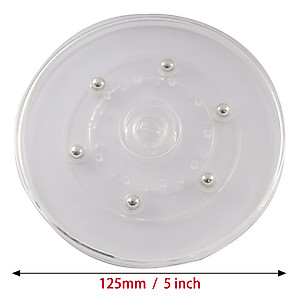 MARRTEUM 1 Pack Acrylic Lazy Susans Turntable 5 Inch Swivel Stand Round Rotating Trays with Steel Ball Bearings for Spice Organizer, Cake Decorating and Other Storage Items