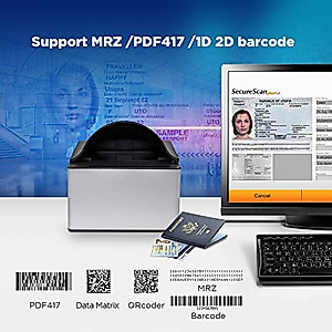 Plustek SecureScan X50 - Passport and ID Card Scanner, Auto-Detect and Scan in 1 Sec Support ICAO Doc 9303 Standards. for Windows only