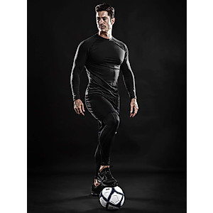DRSKIN 3 Pack Men's Compression Shirts Top Long Sleeve Sports Baselayer Workout Running Athletic Gym (Round SBB01 3P, L)