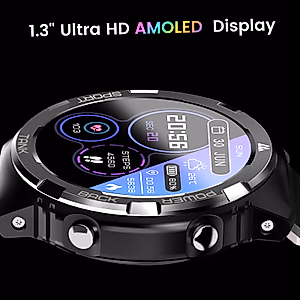 AMAZTIM Smart Watches for Women,Lightest Fitness Tracker with 5ATM Waterproof,Answer/Dial Calls,1.3'AMOLED Ultra HD Display,AI Voice Assistant 24H Sleep/Heart Rate (Black)