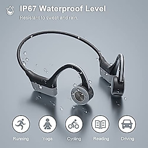 Bone Conduction Headphones, RR SPORTS Open Ear Bluetooth Headphones Wireless Sports Earphones with Built-in Mic, 10 Hrs Playtime Sweat Resistant Headset for Workout, Running, Cycling (Black & Grey)