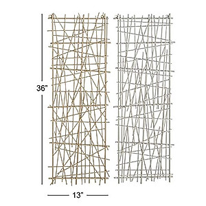CosmoLiving by Cosmopolitan Metal Geometric Overlapping Lines Wall Decor, Set of 2 13"W, 36"H, Multi Colored