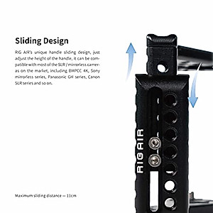 PDMOVIE Camera Half Cage, Compatible with Canon 5/6/7D, Sony A, Panasonic GH, Nikon D810, and Other Series Cameras, Comes with 2 Cold Shoe Sockets, Multiple 1/4 Inch Threaded Holes (RIG AIR)