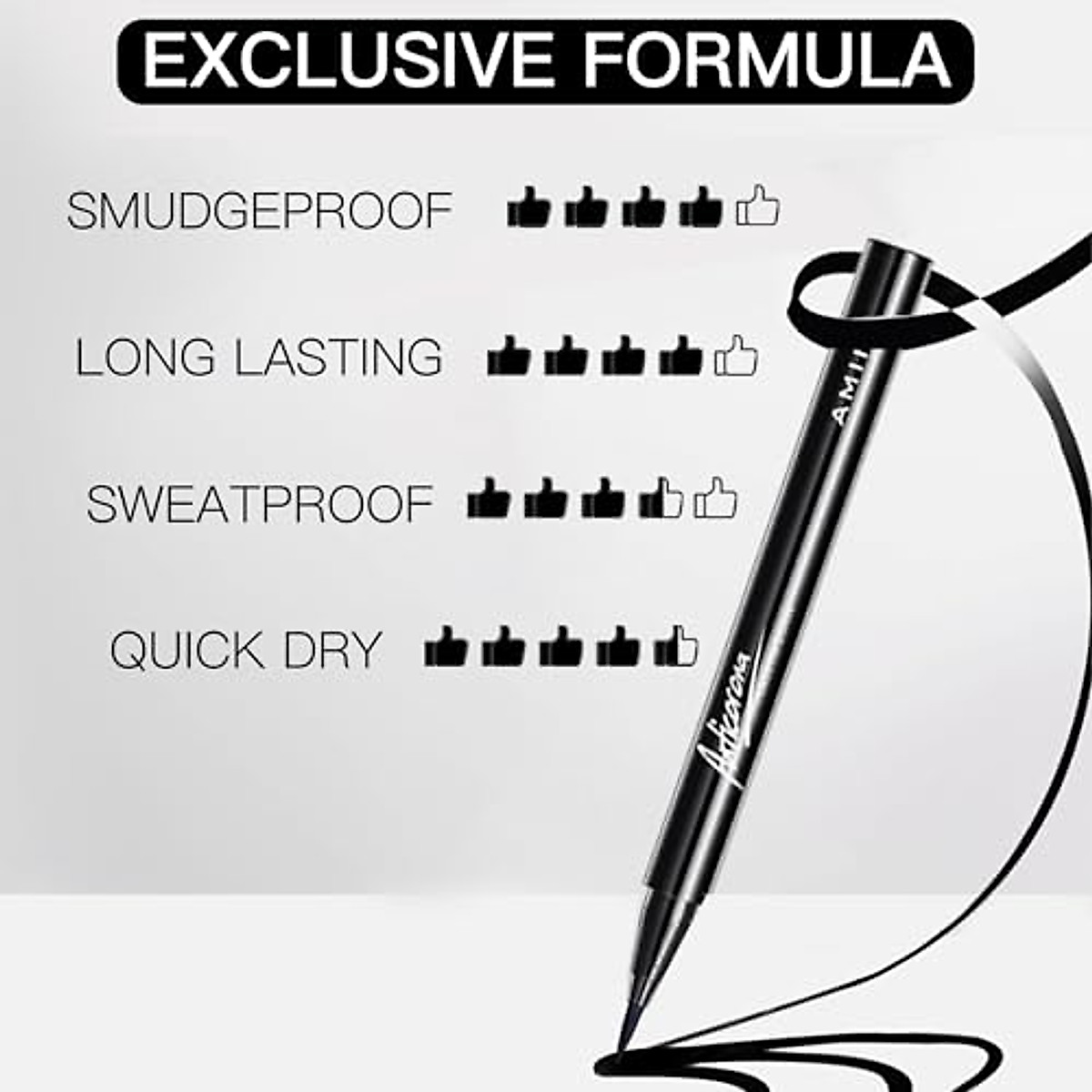 AMIIR Super Black Liquid Eyeliner Quick Dry Long Lasting Smudge-proof Soft Pointed Precise Brush Tip Waterproof Eye Liner Pen