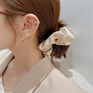 2-6Pcs Butterfly Cuff Chain Earrings Star Moon Leaf Silver Gold Tassel Crawler Earring Wrap Earrings Crystal Drop Earring Set Jewelry Gift